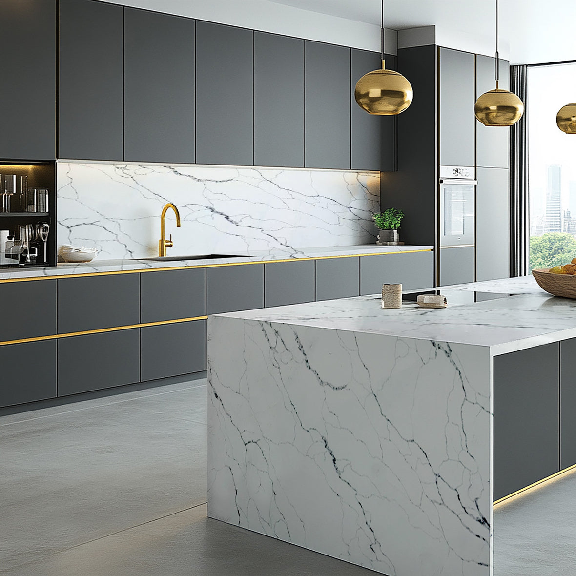 Calacatta Statuario Quartz - White Polished Quartz | UK | www.work-tops.com