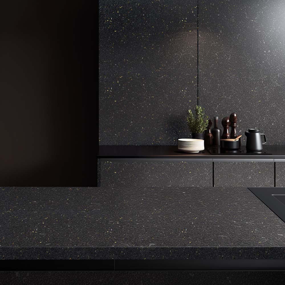 Crystal Gold Quartz Worktop – Polished Luxury Surface | www.work-tops.com