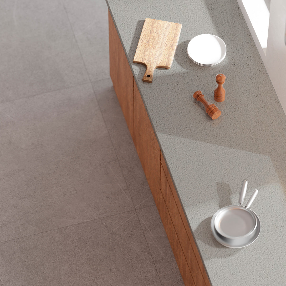 Light Grey Polished Quartz Countertop | www.work-tops.com