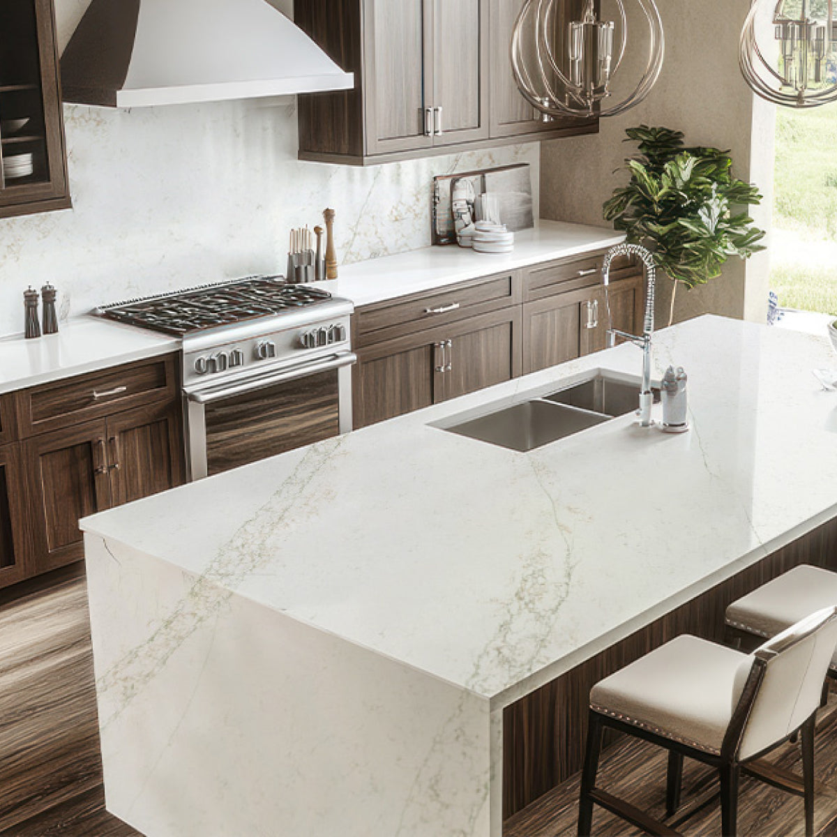 Ocean Lagoon Polished Quartz Surface Worktops | www.work-tops.com