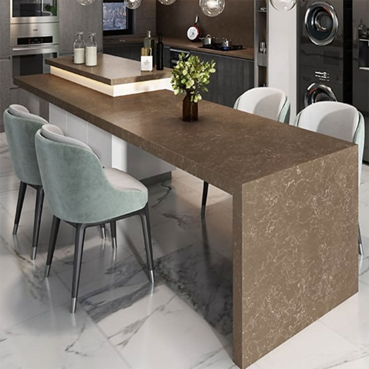Mocha Quartz Available in UK | Brown Veined Worktop | www.work-tops.com