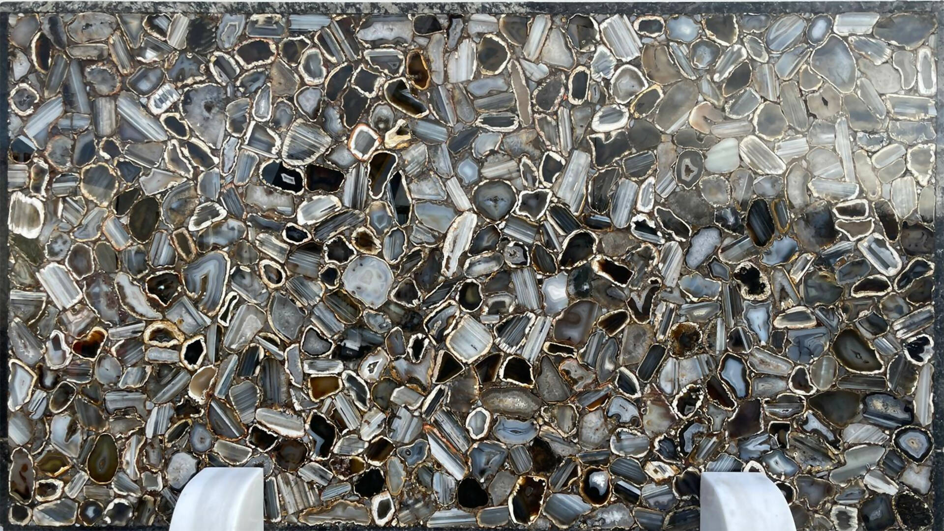 Grey Agate Semi Precious UK | Decorative Slab Installation | www.work ...