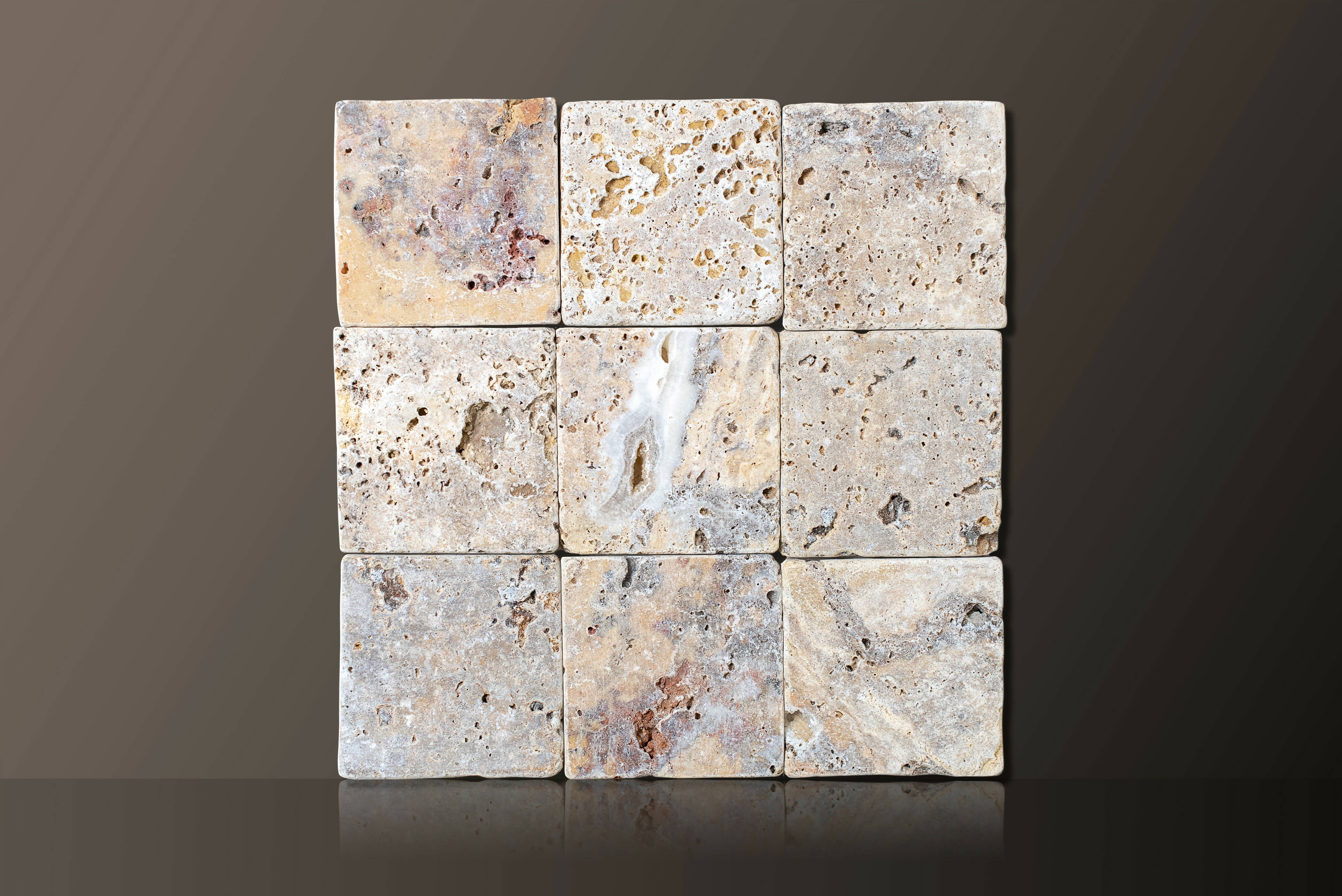 Mystique Travertine Tiles UK | Multicolour Tile Set | www.work-tops.com